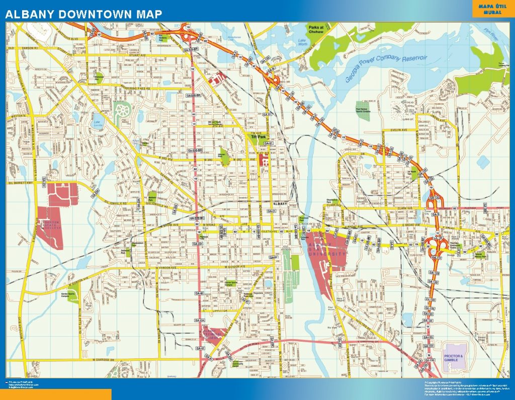 Albany downtown large map | Laminated wall maps of the world.