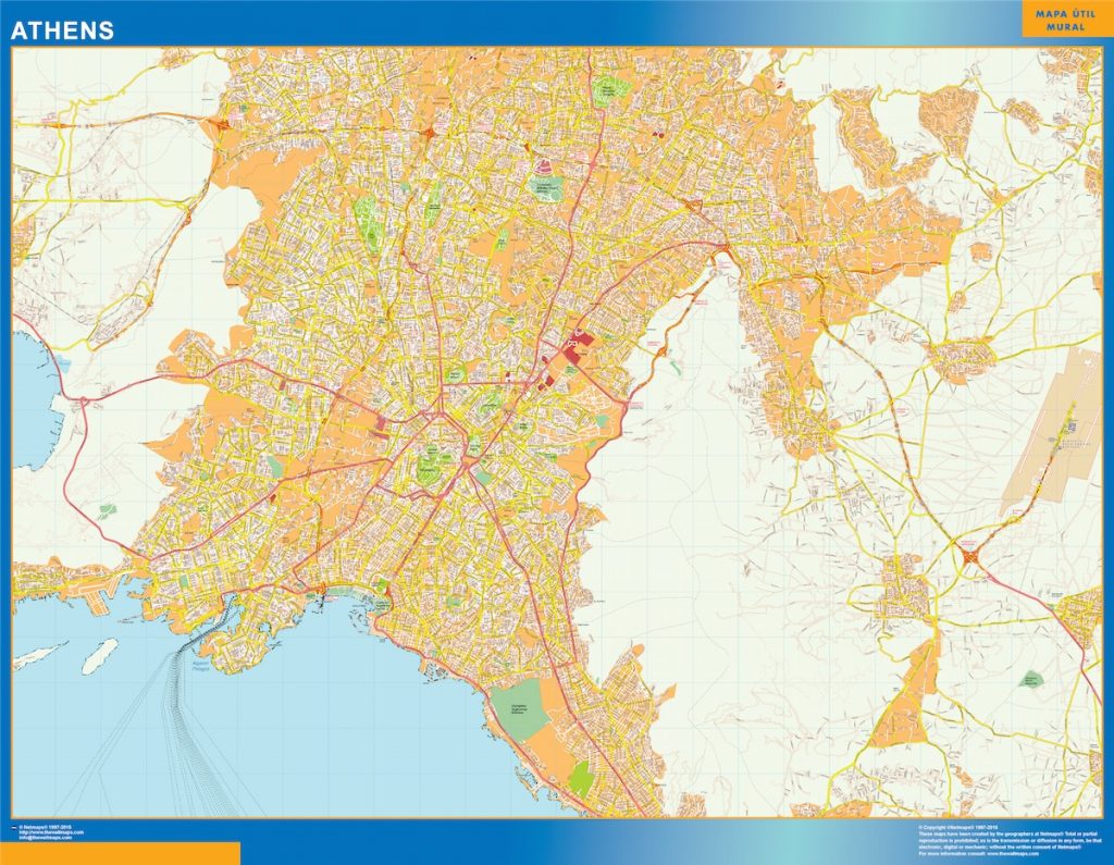 Athens wall map | Laminated wall maps of the world.