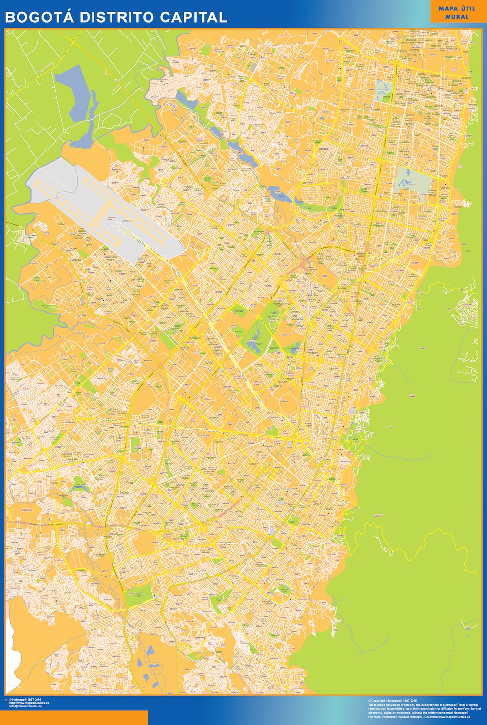 Bogota wall map in Colombia | Laminated wall maps of the world.
