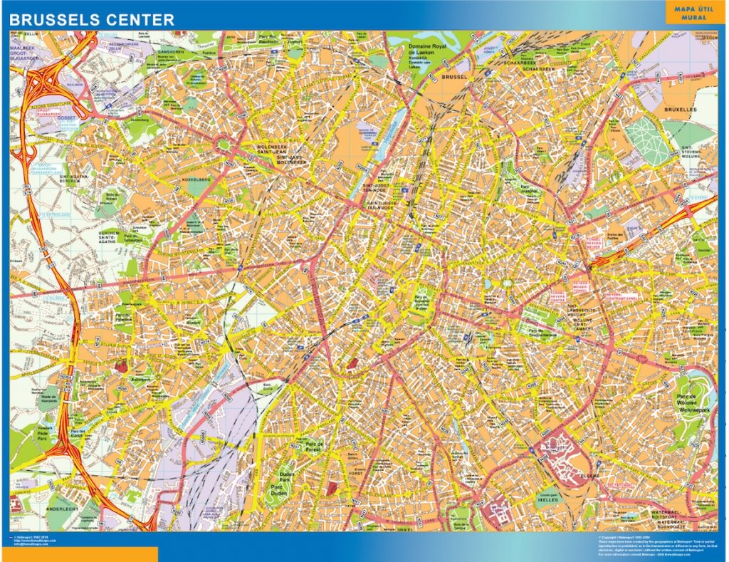 Brussels downtown wall map | Largest maps of the world. Our big collection