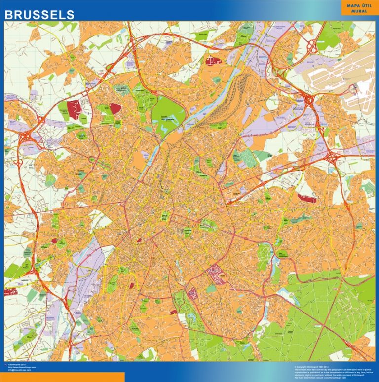 Brussels wall map in Belgium | Largest maps of the world. Our big ...