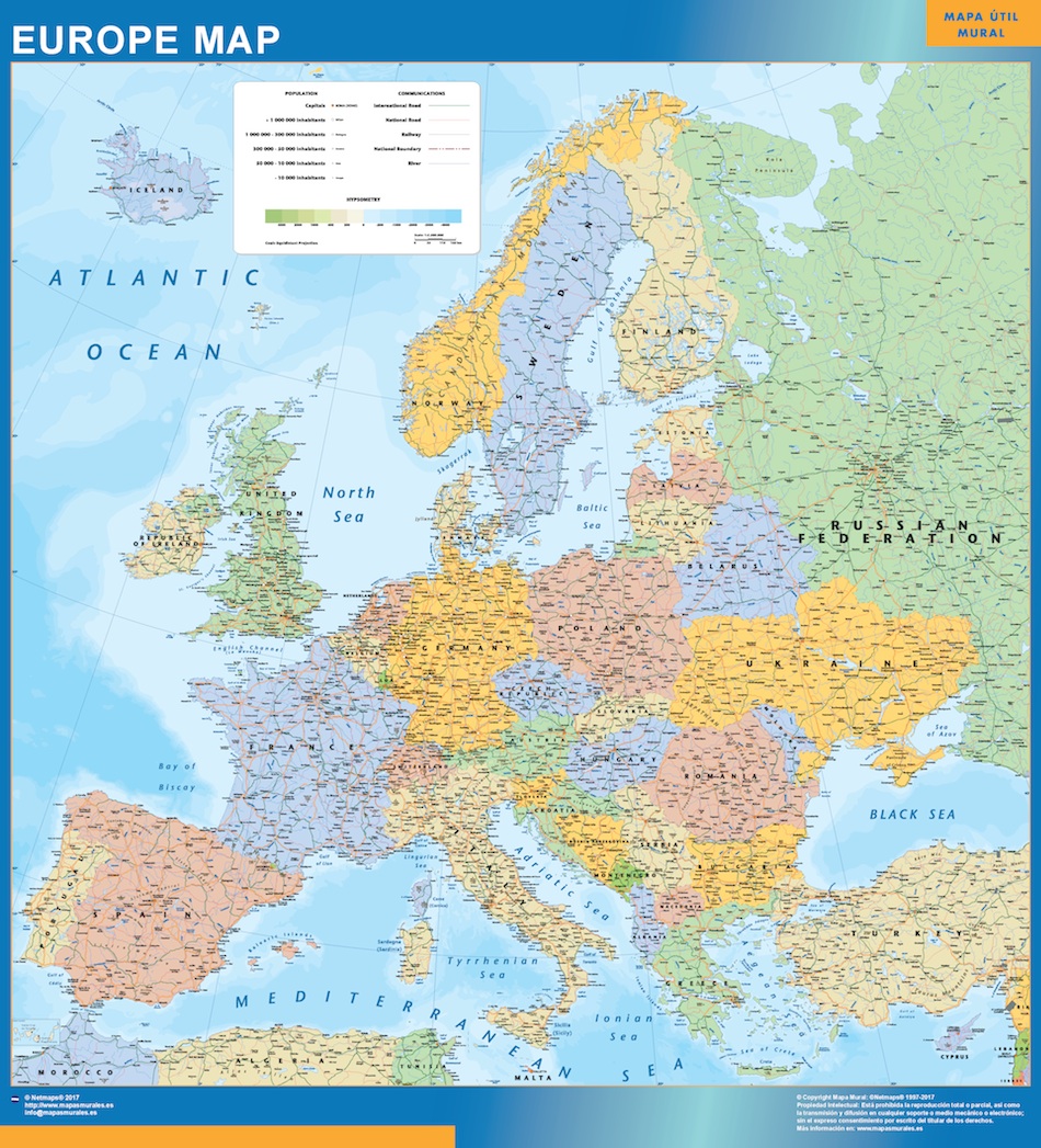 Europe political wall wall map | Largest maps of the world. Our big ... Europe political wall wall map | Largest maps of the world. Our big ...