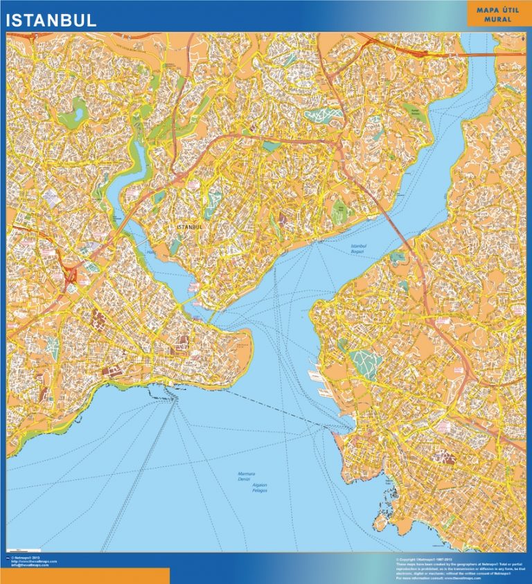 Istanbul laminated wall map | Largest maps of the world. Our big collection