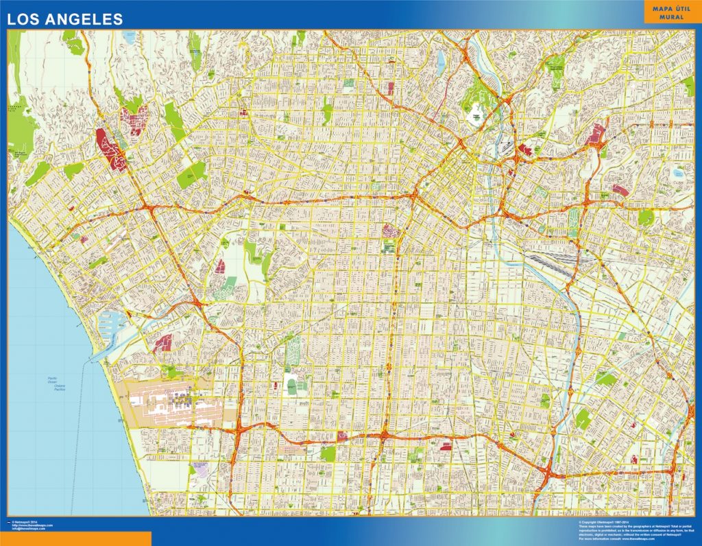 Los Angeles large wall map | Laminated wall maps of the world.