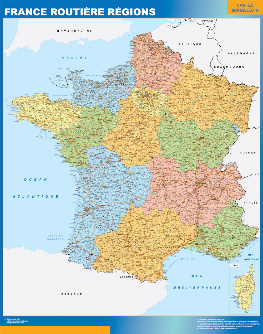 wall map of France zip codes | Largest wall maps of the world.