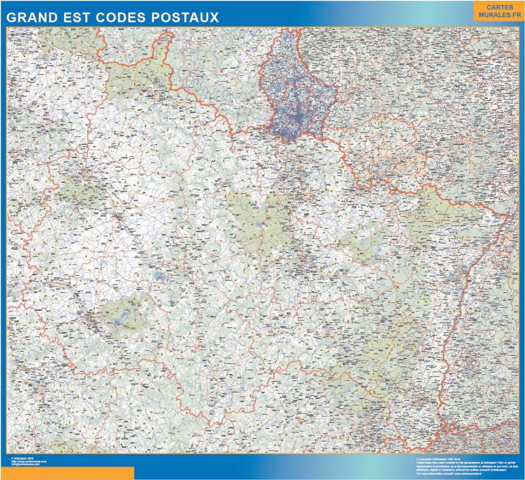 large map of Grand Est zip codes | Largest maps of the world. Our big ...