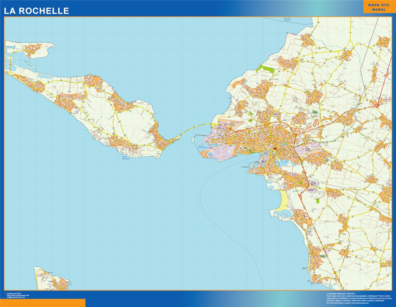 wall map of La Rochelle France | Largest maps of the world. Our big ...