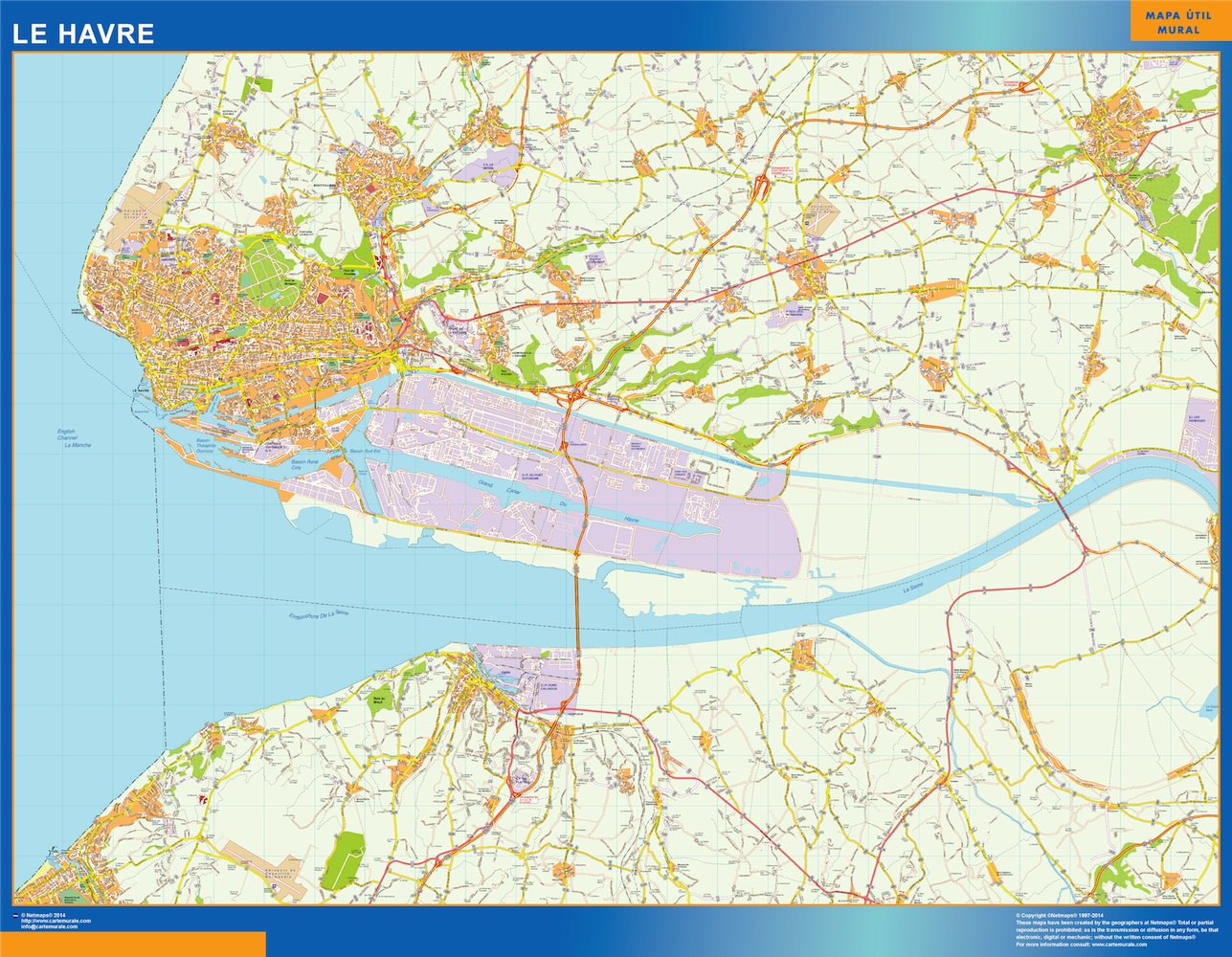wall map of Le Havre France | Largest maps of the world. Our big collection
