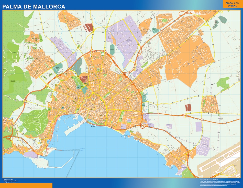 wall map of Palma Mallorca Spain | Largest maps of the world. Our big ...