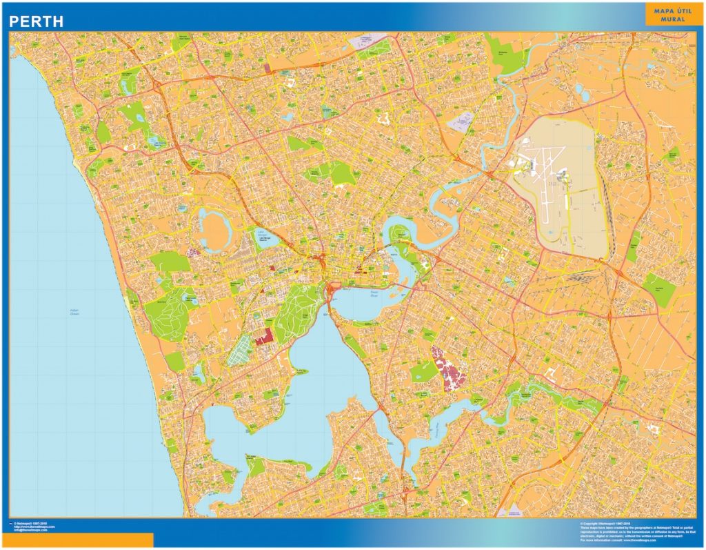 Perth laminated large map | Laminated wall maps of the world.