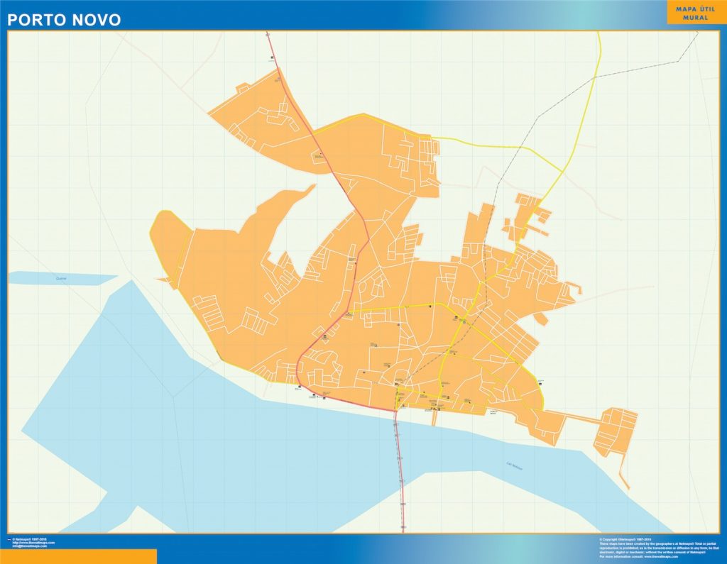 Porto Novo wall map | Laminated wall maps of the world.