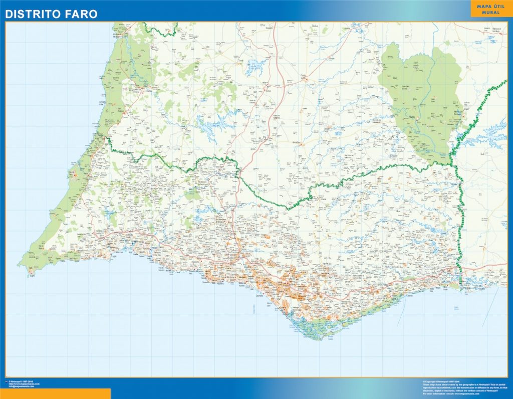 Region of Faro wall map in Portugal | Largest maps of the world. Our ...