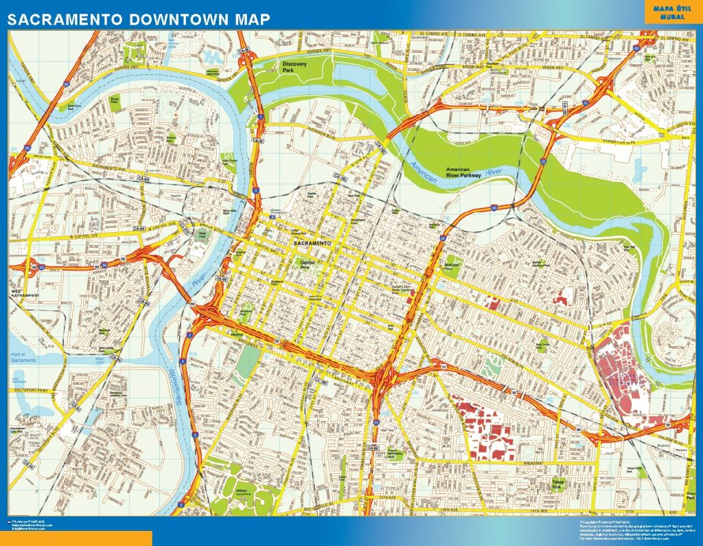 Sacramento downtown wall map | Largest maps of the world. Our big ...