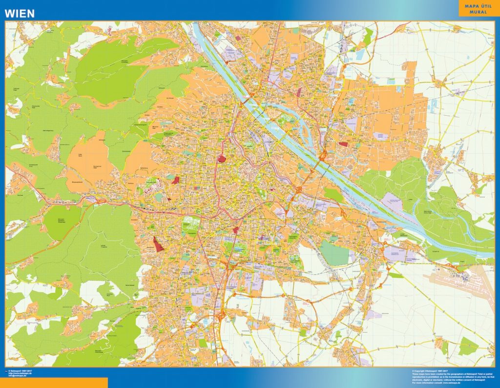 Vienna wall map in Austria | Largest maps of the world. Our big collection