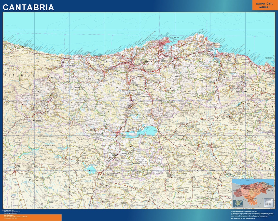 wall map of de Cantabria | Largest maps of the world. Our big collection