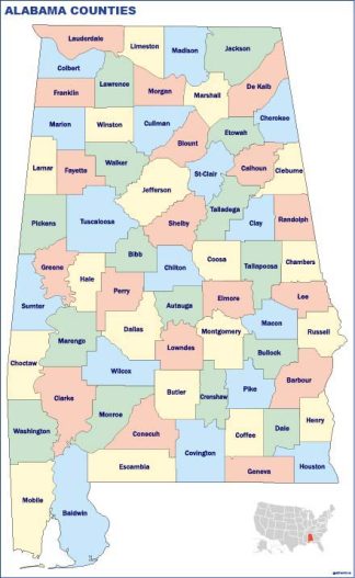 Alabama counties map | Largest maps of the world. Our big collection
