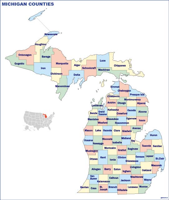 Michigan counties | Largest maps of the world. Our big collection