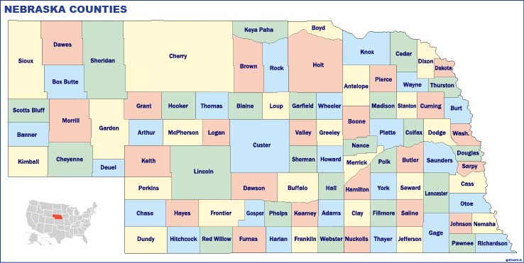 Nebraska counties | Largest maps of the world. Our big collection